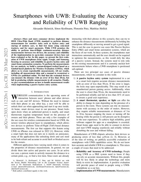 Smartphones With Uwb Evaluating The Accuracy And Reliability Of Uwb Ranging Deepai