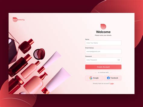 daily ui 001 cosmetics web design sign up screen on behance