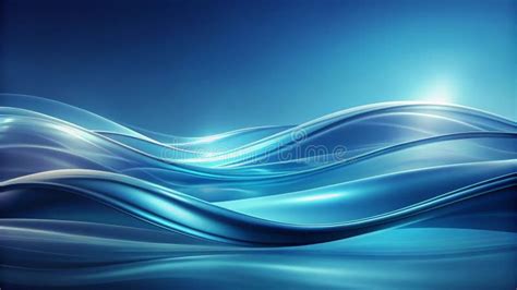 Abstract Blue Wave Background Serene Undulating Curves And Soft Light Glowing Generative Ai