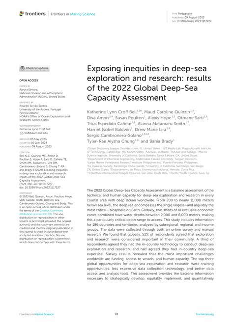 PDF Exposing Inequities In Deep Sea Exploration And Research Results Of The 2022 Global Deep