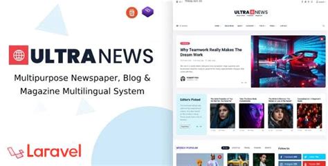 ultranews v2 8 0 laravel 报纸、博客和杂志多语言系统源码下载 [已激活] 芒果运营