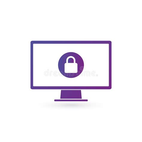 Security Computer Lock In Circle Icon Password Protected Data Concept