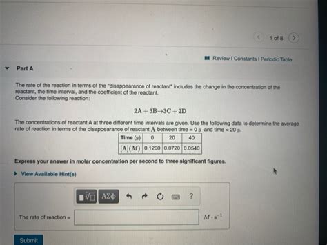 Solved 1 Of 8 Review Constants 1 Periodic Table Part A The Chegg Com