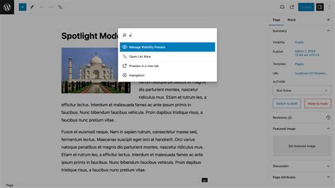 wordpress command palette what is it and how to use it