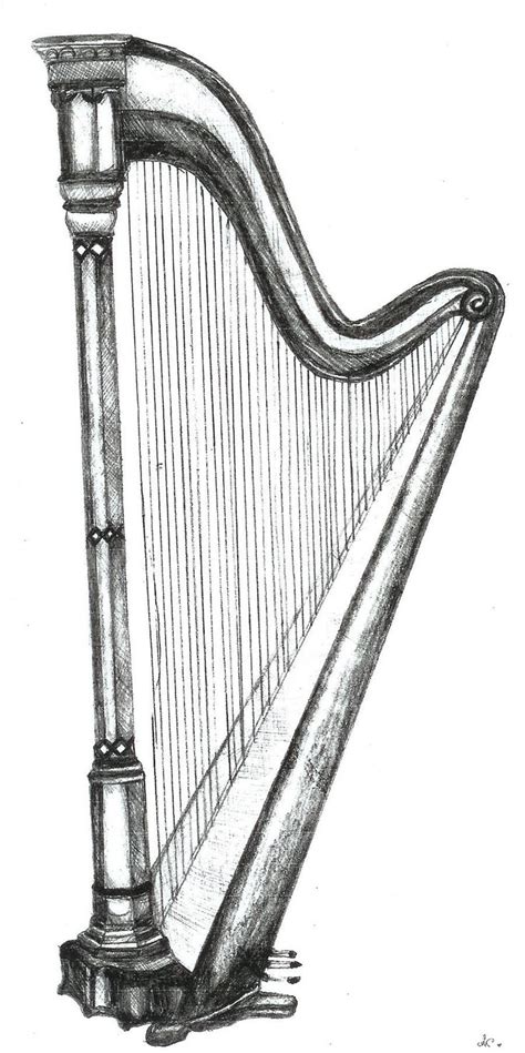 Harp Pencil Drawing By Koumirien On Deviantart Music Drawings