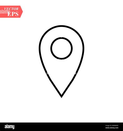 Thin Line Pin Point Location Icon On White Background Stock Vector Image Art Alamy