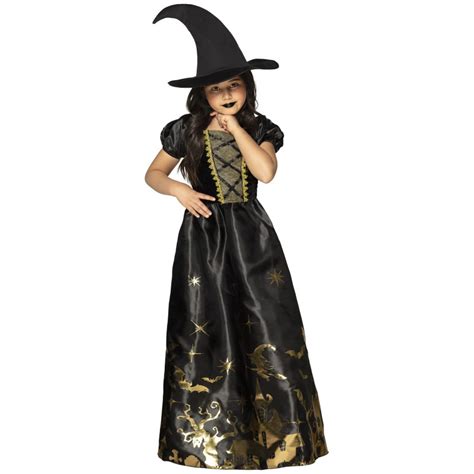 Déguisement Sorcière Spooky Fille Halloween Noir Et Orange 1012 Ans