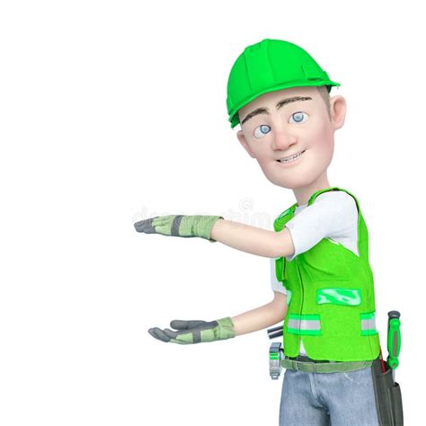 La Caricatura De Constructor Está Midiendo Stock De Ilustración Ilustración De Icono Muchacho