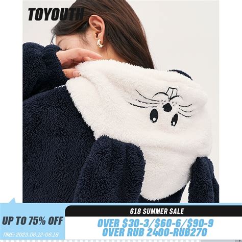 Toyouth 3d 귀여운 플러시 후드 스웨트셔츠 여성용 따뜻한 캐주얼 스트리트웨어 풀오버 긴 소매 루즈핏 겨울 2022 Aliexpress