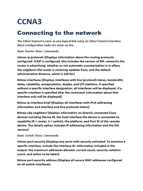 Ccna3 Commands Pdf Network Switch Computer Network