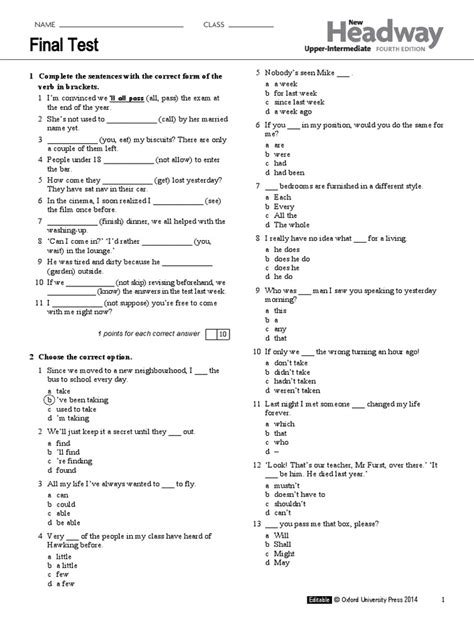 Final Upper Test Pdf