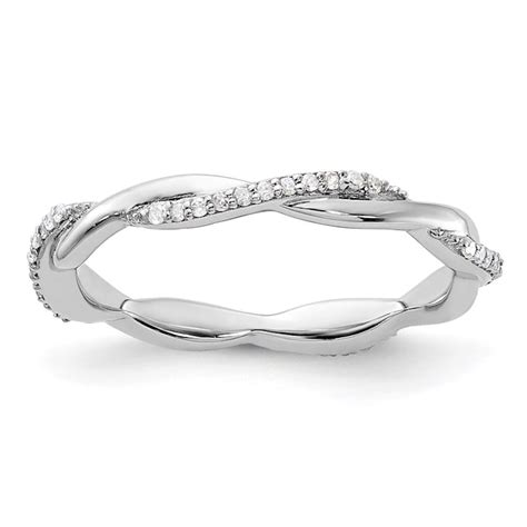 Sterling Silver Stackable Expressions Polished Diamond Ring 0132ctw