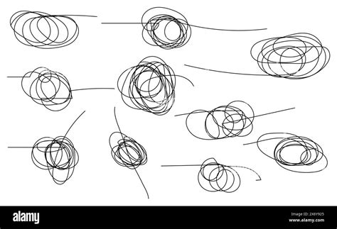 Hand Drawing Insane Tangled Scribble Random Chaotic Lines Stock Vector