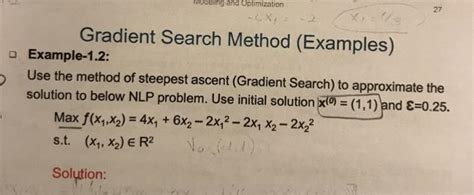 Solved Modeling And Optimization 27 Gradient Search Method