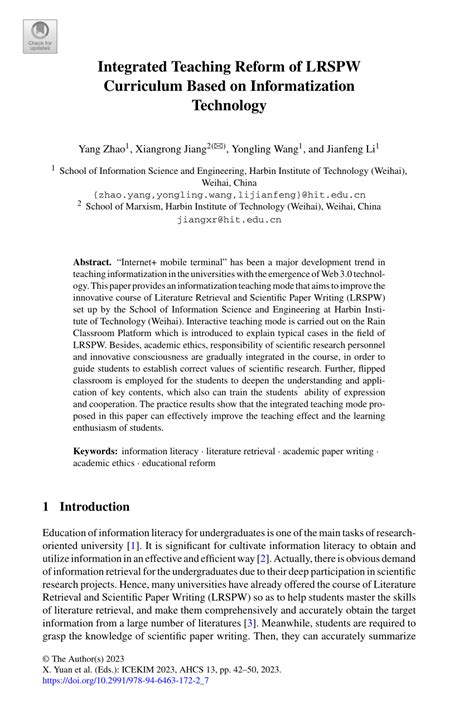 Pdf Integrated Teaching Reform Of Lrspw Curriculum Based On Informatization Technology