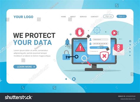 Landing Page Template Data Protection Design Stock Vector Royalty Free 2036287628 Shutterstock