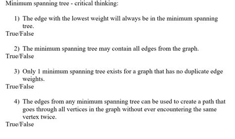 Minimum Spanning Tree Critical Thinking 1 The Edge With The Lowest