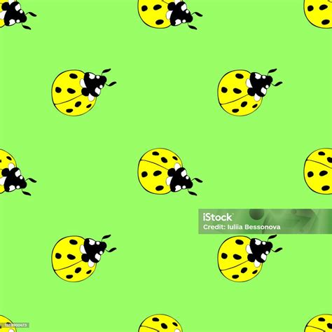 플랫 스타일로 귀여운 노란색 무당벌레의 벡터 매끄러운 패턴 자연 봄 여름 어린이 인쇄 고립 된 테마의 배경과 질감 0명에 대한 스톡 벡터 아트 및 기타 이미지 Istock