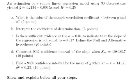 Solved An Estimation Of A Simple Linear Regression Model Chegg