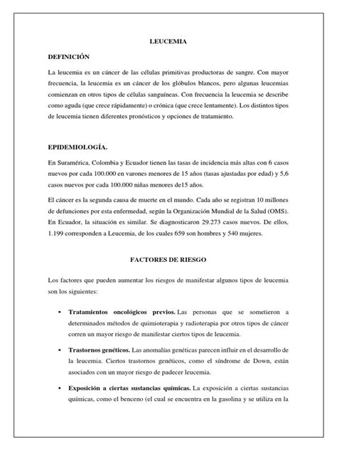 Leucemia Pdf Leucemia Cáncer