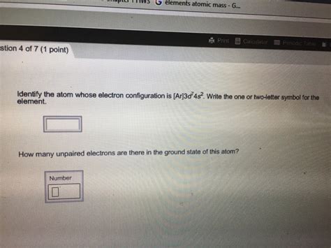 Solved Identify The Atom Whose Electron Configuration Is