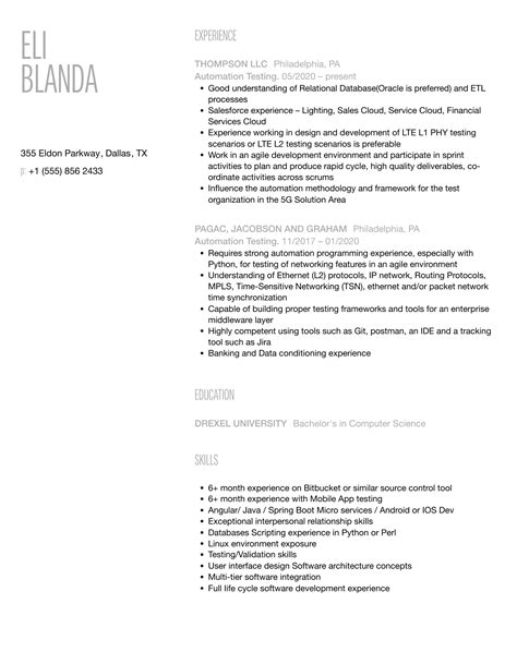 Automation Testing Resume Samples Velvet Jobs