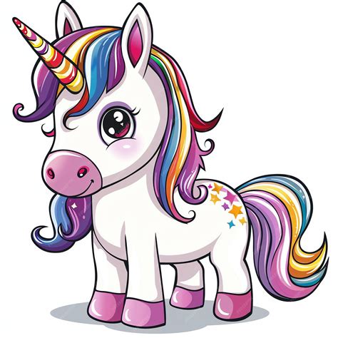Premium Photo A Cartoon Drawing Of A Unicorn With Rainbow On It