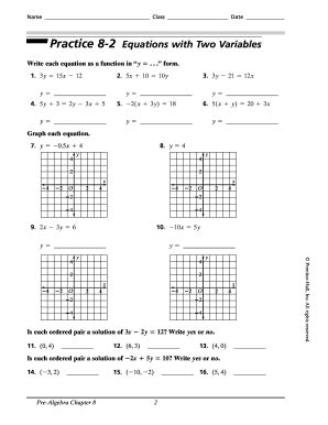Practice Equations With Two Variables Fill Online Printable Fillable Blank PdfFiller