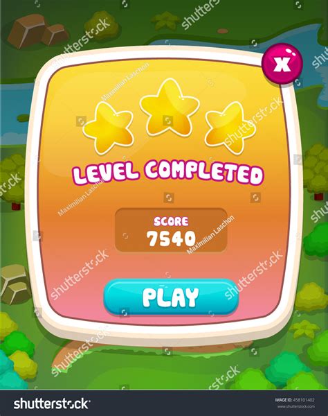 Level Completed Mobile Game Background Assets Stock Vector Royalty
