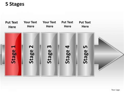 Ppt Straight Flow 5 Power Point Stage PowerPoint Templates