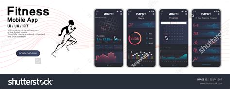 Different Ui Ux Gui Screens Fitnes Stock Vector Royalty Free