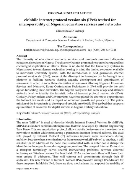 Pdf Emobile Internet Protocol Version Six Ipv6 Testbed For
