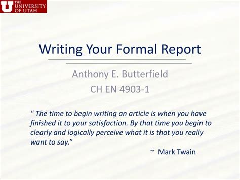 PPT Writing Your Formal Report PowerPoint Presentation Free Download ID