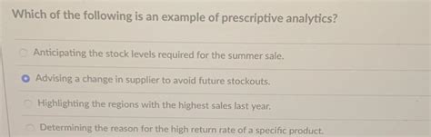 Solved Which Of The Following Is An Example Of Prescriptive