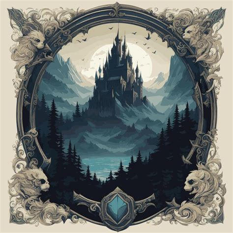 Art Fantastique Du Royaume Sur Illustration De Cadre Vecteur Premium