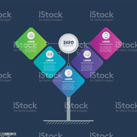 5 가지 옵션이있는 비즈니스 프리젠 테이션 개념 브로셔 디자인 템플릿 트리 정보 차트 또는 다이어그램의 템플릿입니다 5 단계 기술 또는 교육 프로세스의 벡터 인포 그래픽 0