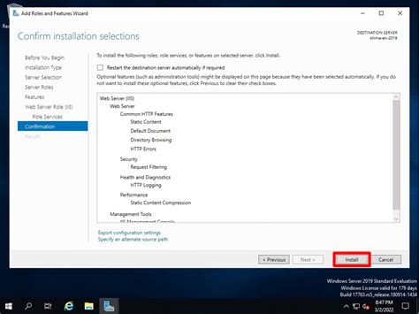 windows server 2019：web server iis building procedure using role and