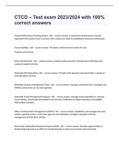 Ctcd Test Exam 2023 2024 With 100 Correct Answers Ctcd Stuvia Us