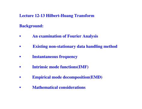 Pdf Lecture 12 13 Hilbert Huang Transform Background … 12 13 Hilbert Huang Transform