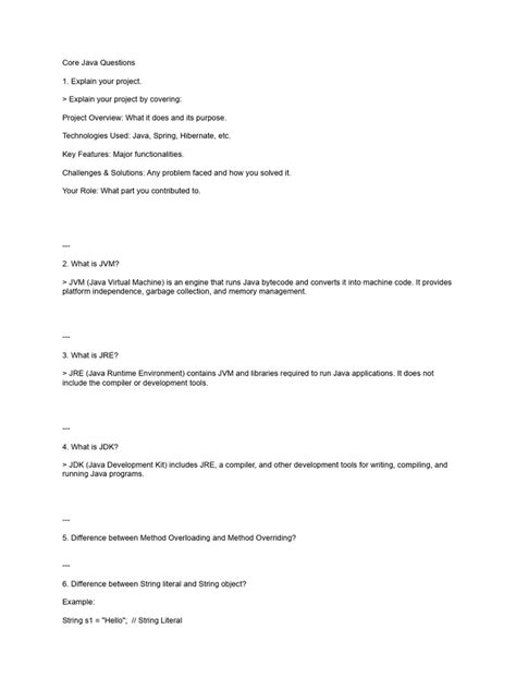 Sumasoftcore Java Questions Pdf Java Virtual Machine Class Computer Programming