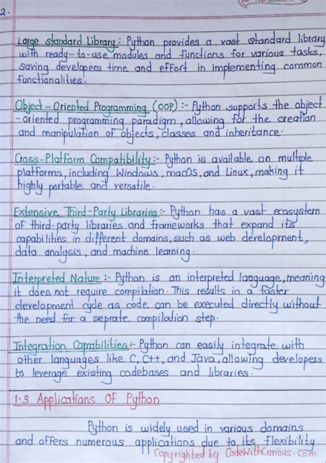 Python Handwritten Notes Codewithcurious