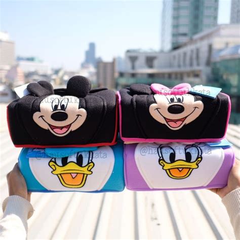 หุ้มกล่องทิชชู่ เหลี่ยม หน้า Mickey Mouse มิกกี้ And Minnie Mouse มินนี่ And Donald โดนัลดั๊ก
