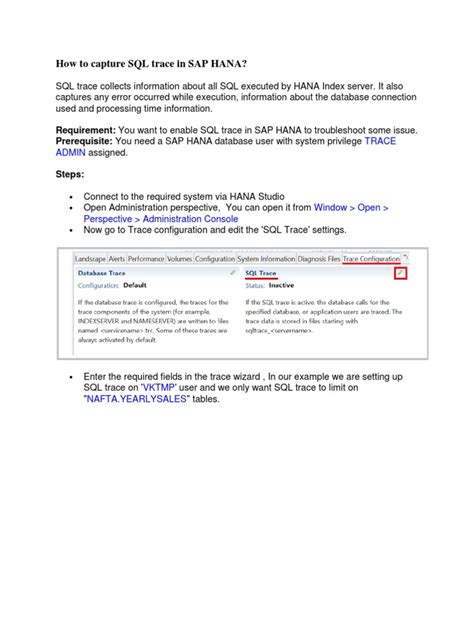 how to capture sql trace in sap hana pdf business technology