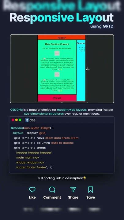 📐 Design A Responsive Layout Using Css Grid 💻🎨shorts Shortvideo Layoutwebdesign
