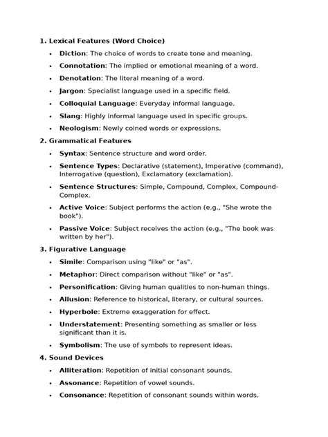 Language Features Pdf Word Narration