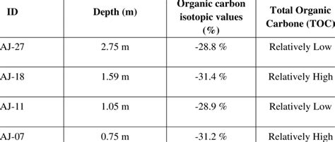 2 Total Organic Carbon Results With Their Corresponding Depth Download Scientific Diagram