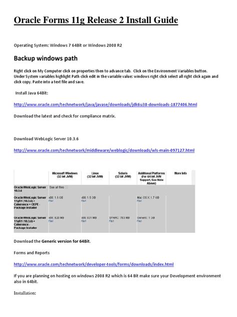 Oracle Forms 11g Release 2 Install Guide Pdf Oracle Database