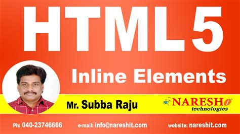 Inline Elements In Html5 Web Technologies Tutorial Mr Subba Raju
