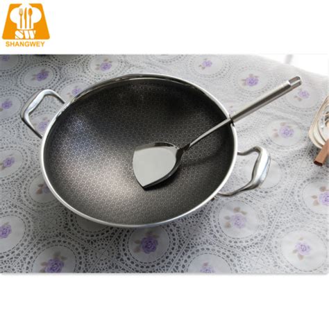 30cm 스테인레스 스틸 비 스틱 벌집 냄비 팬 의 고품질 30cm 스테인레스 스틸 비 스틱 벌집 냄비 팬