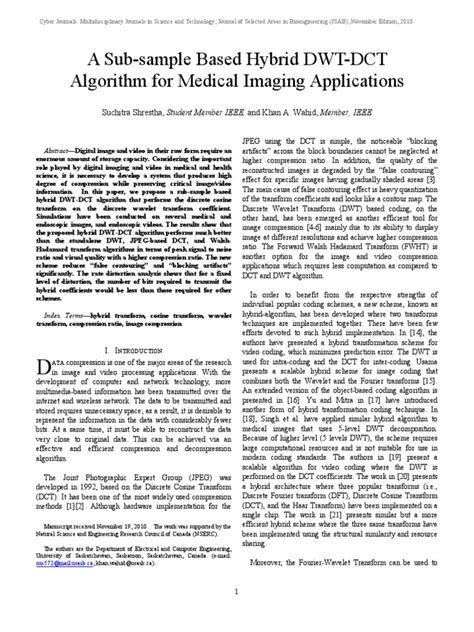A Sub Sample Based Hybrid Dwt Dct Algorithm For Medical Imaging